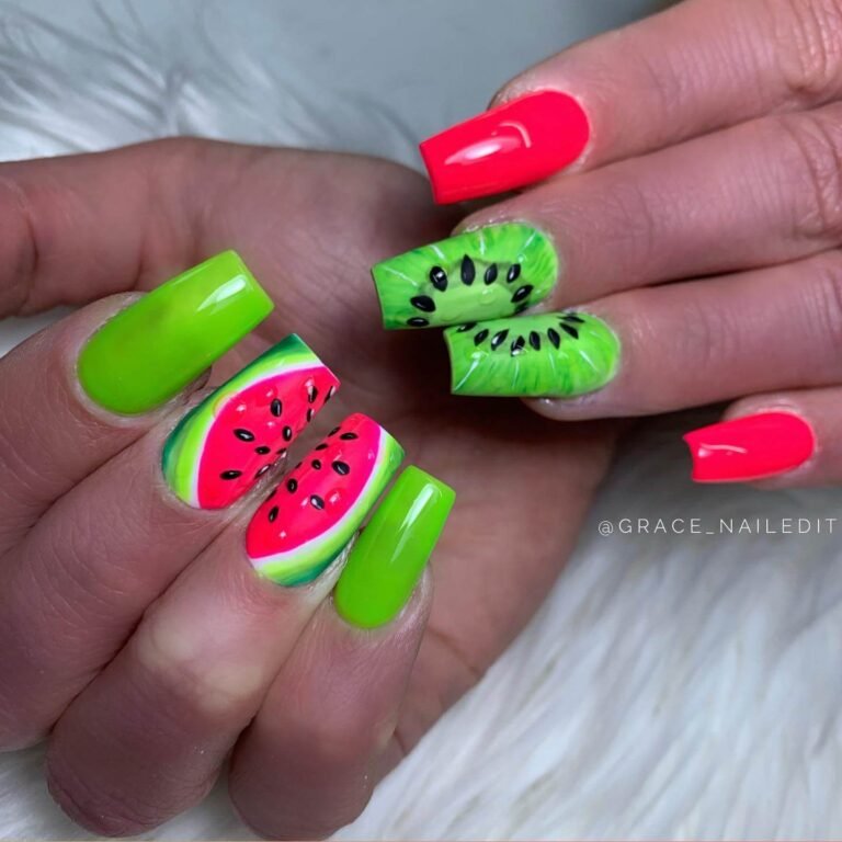 31 Cute Watermelon Nails - Ak Pal Kitchen