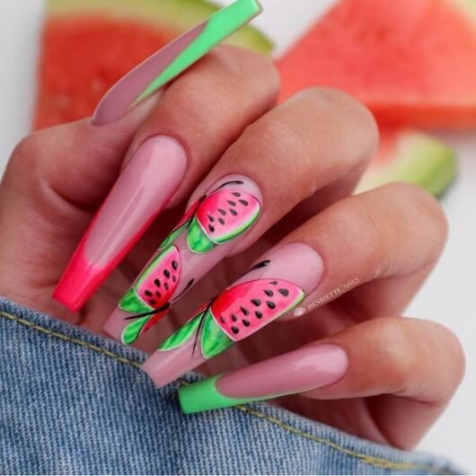 31 Cute Watermelon Nails - Ak Pal Kitchen