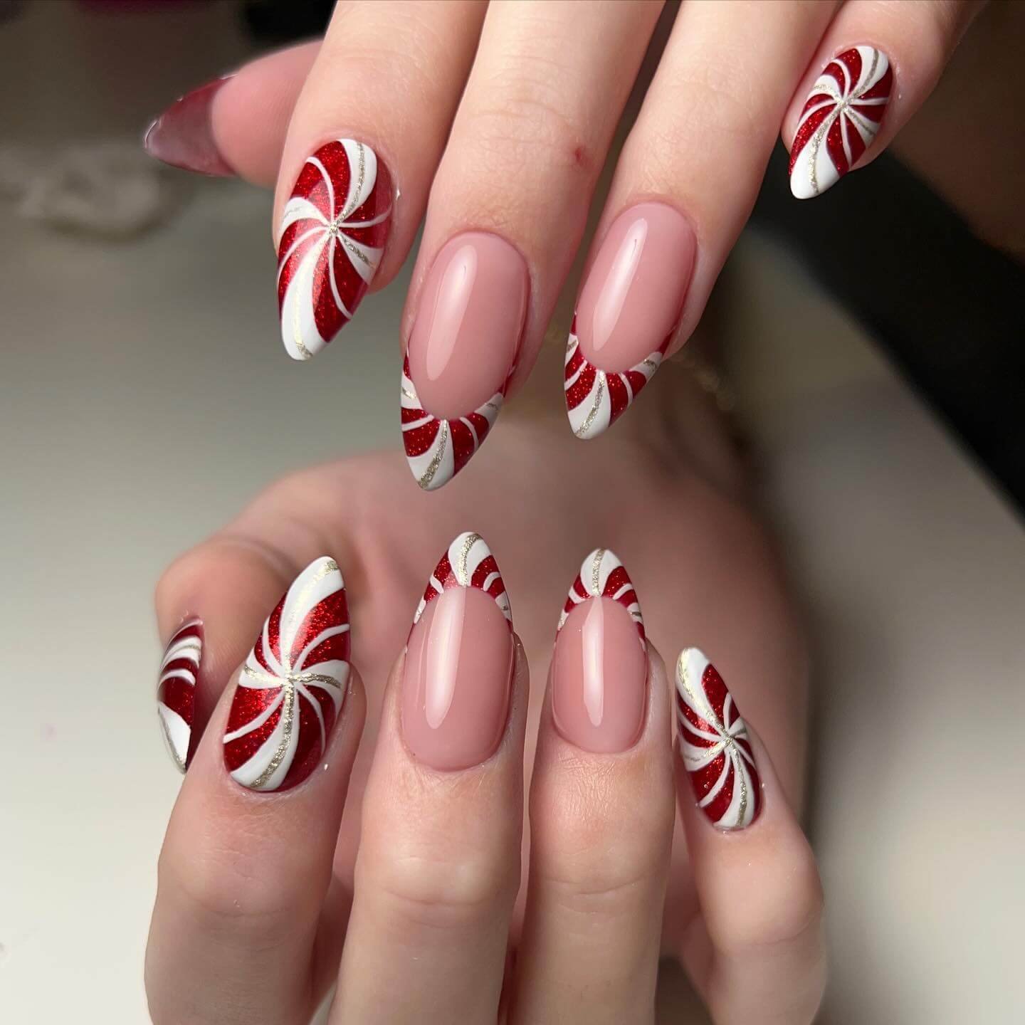 31 Festive Candy Cane Nails - Ak Pal Kitchen